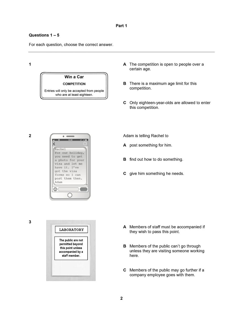 TẤT TẦN TẬT VỀ FORMAT ĐỀ THI B1 CAMBRIDGE (PET)